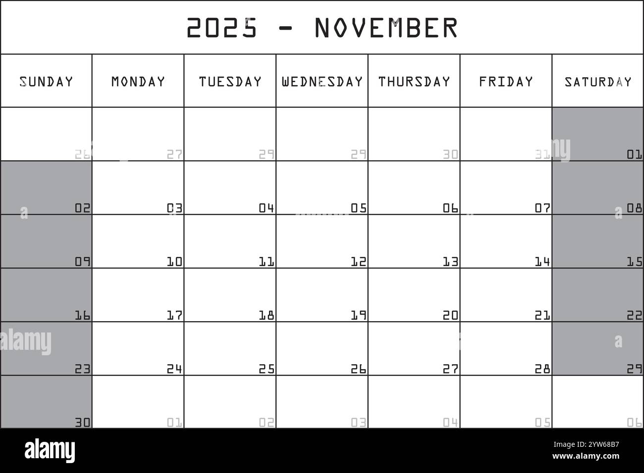 2025 Calendar Planer Organizer big editable space color month NOVEMBER ...