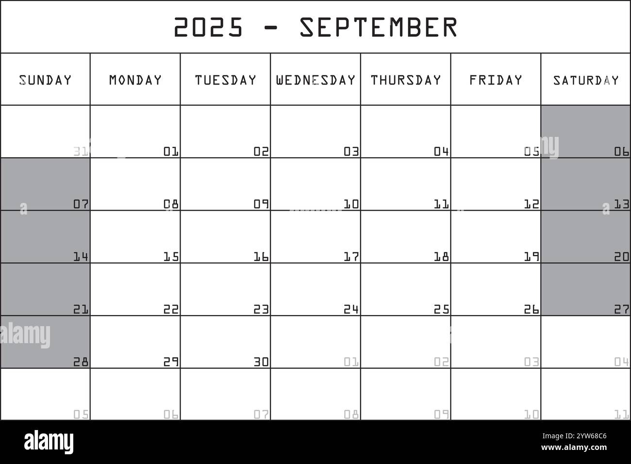 2025 Calendar Planer Organizer big editable space color month SEPTEMBER ...