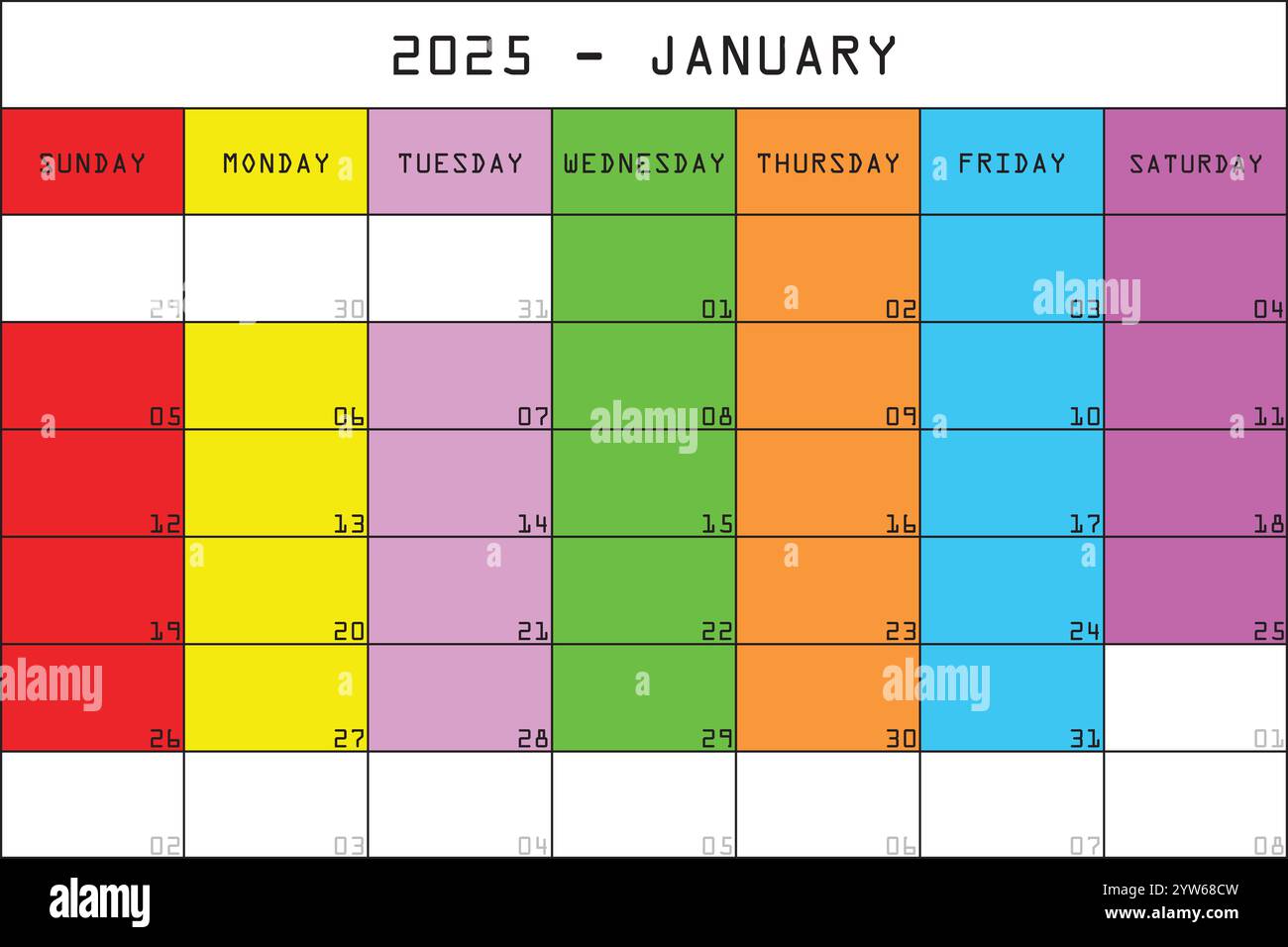 2025 january calendar vector hi-res stock photography and images - Alamy