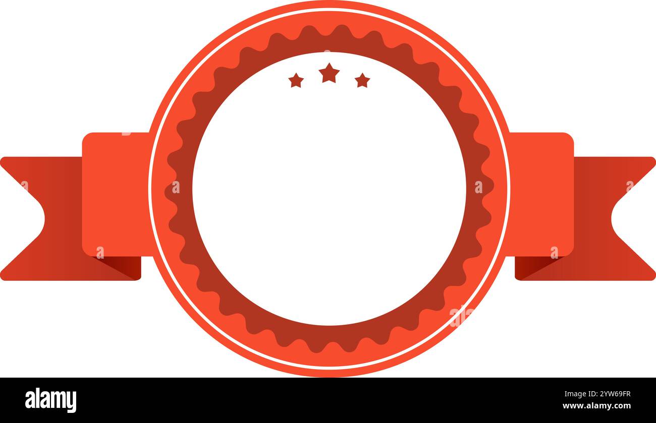 Red circular award badge featuring a textured border, three stars, and ...