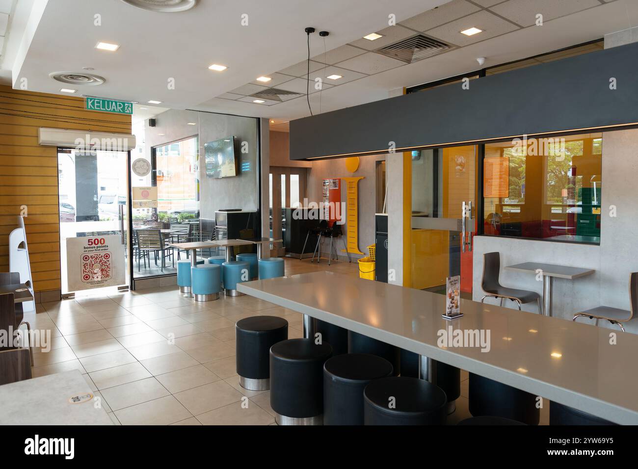 SENAI, MALAYSIA - NOVEMBER 27, 2023: interior shot of McDonald's fast ...