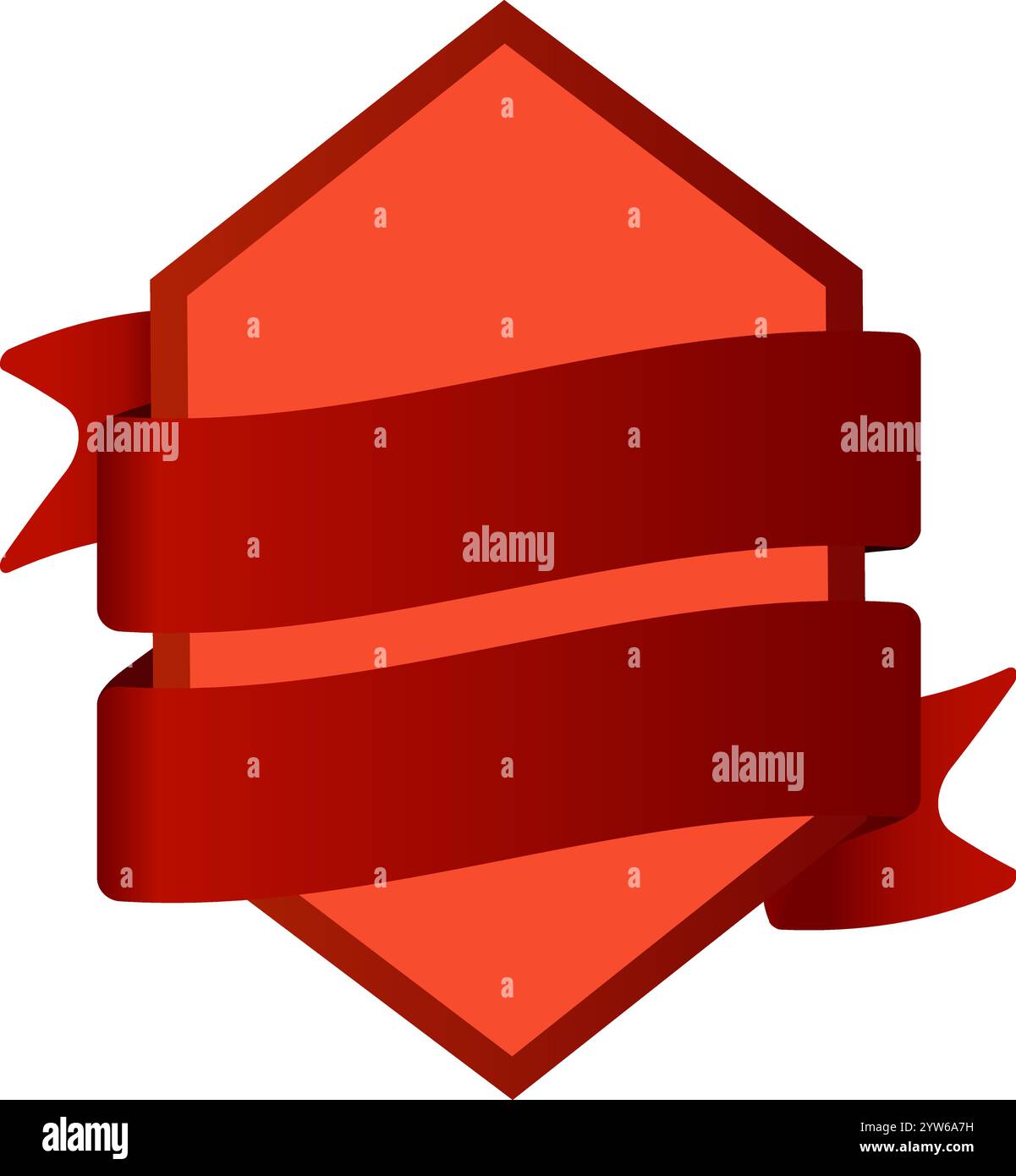 Two elegant red ribbons gracefully wrapping around a hexagonal shape ...