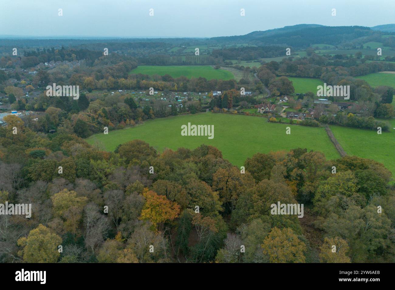Aerial view looking south from above The Nower, Dorking (RH4), Surrey ...