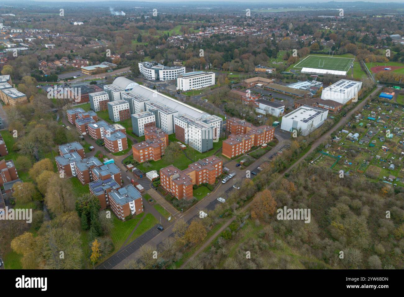 Aerial view of the Bishop Complex residential area within the Brunel ...