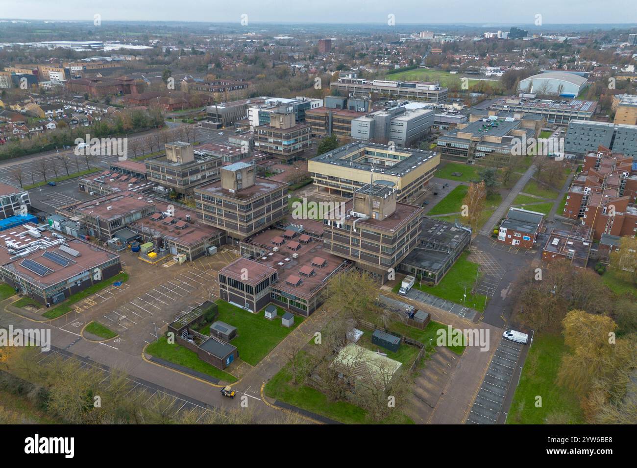 Aerial view of the main academic area (Tower A, B, C, D, Howell) of the ...