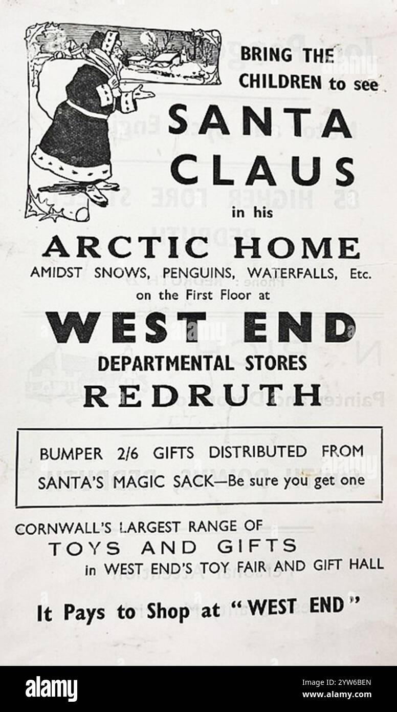 1949 West End department stores Redruth toys and gifts Christmas ad ...