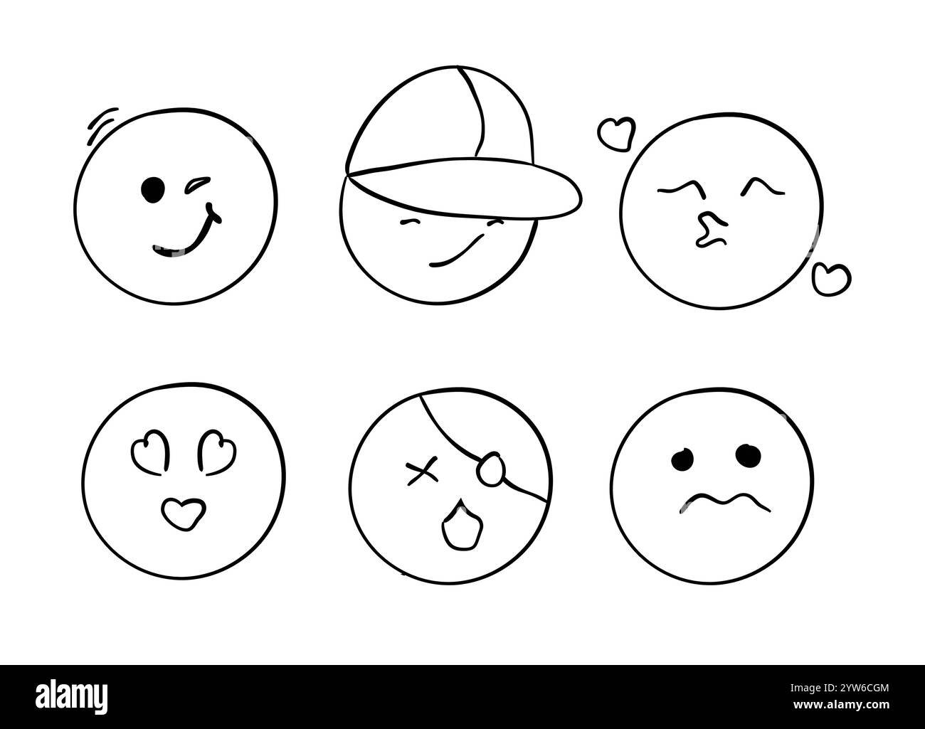Set of Doodle Emoji Face Icons depicting various emotions including ... Set of Doodle Emoji Face Icons depicting various emotions including ...
