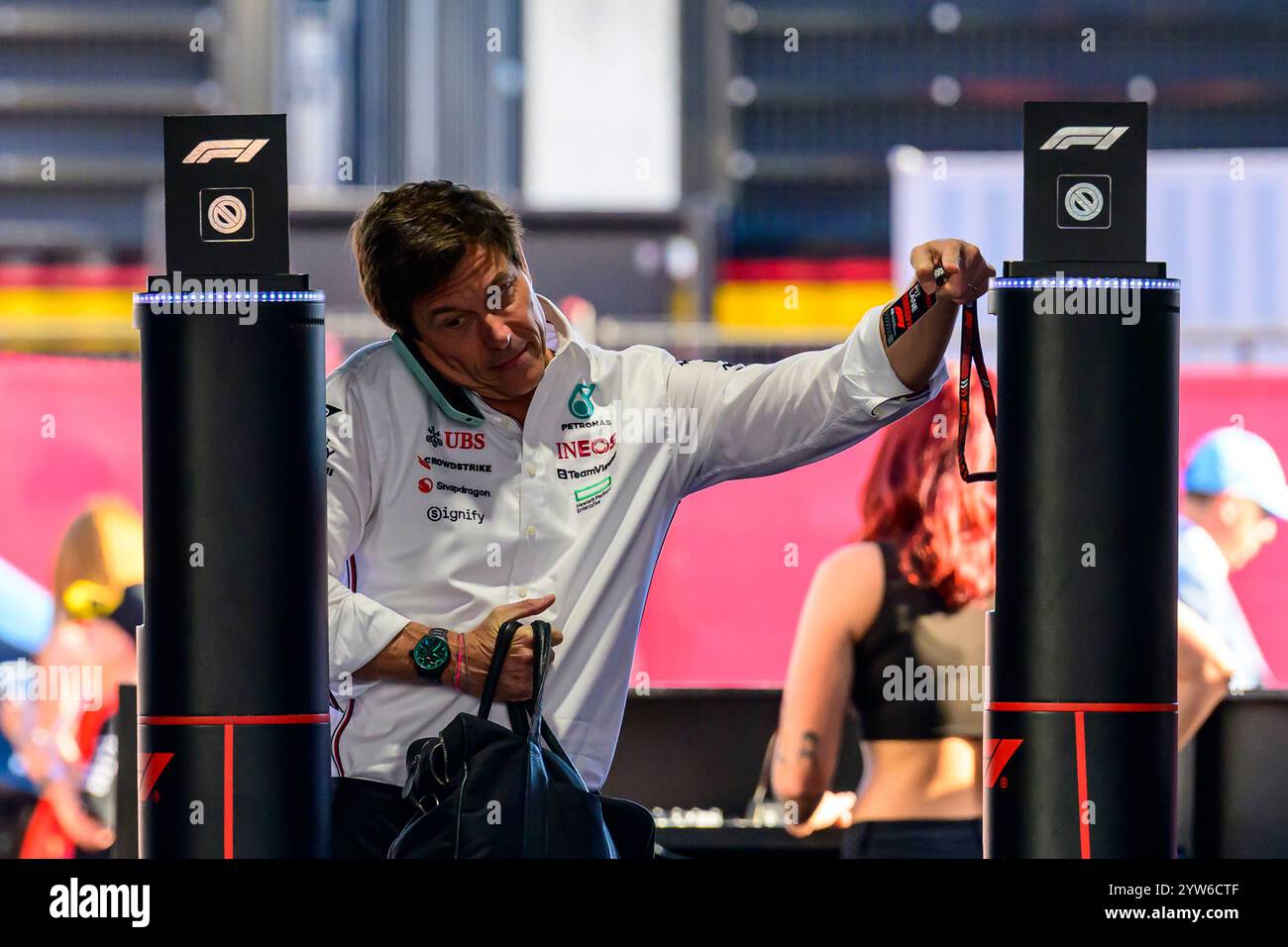 Mercedes AMG Petronas F1 Team principal Toto Wolff enters the paddock ...
