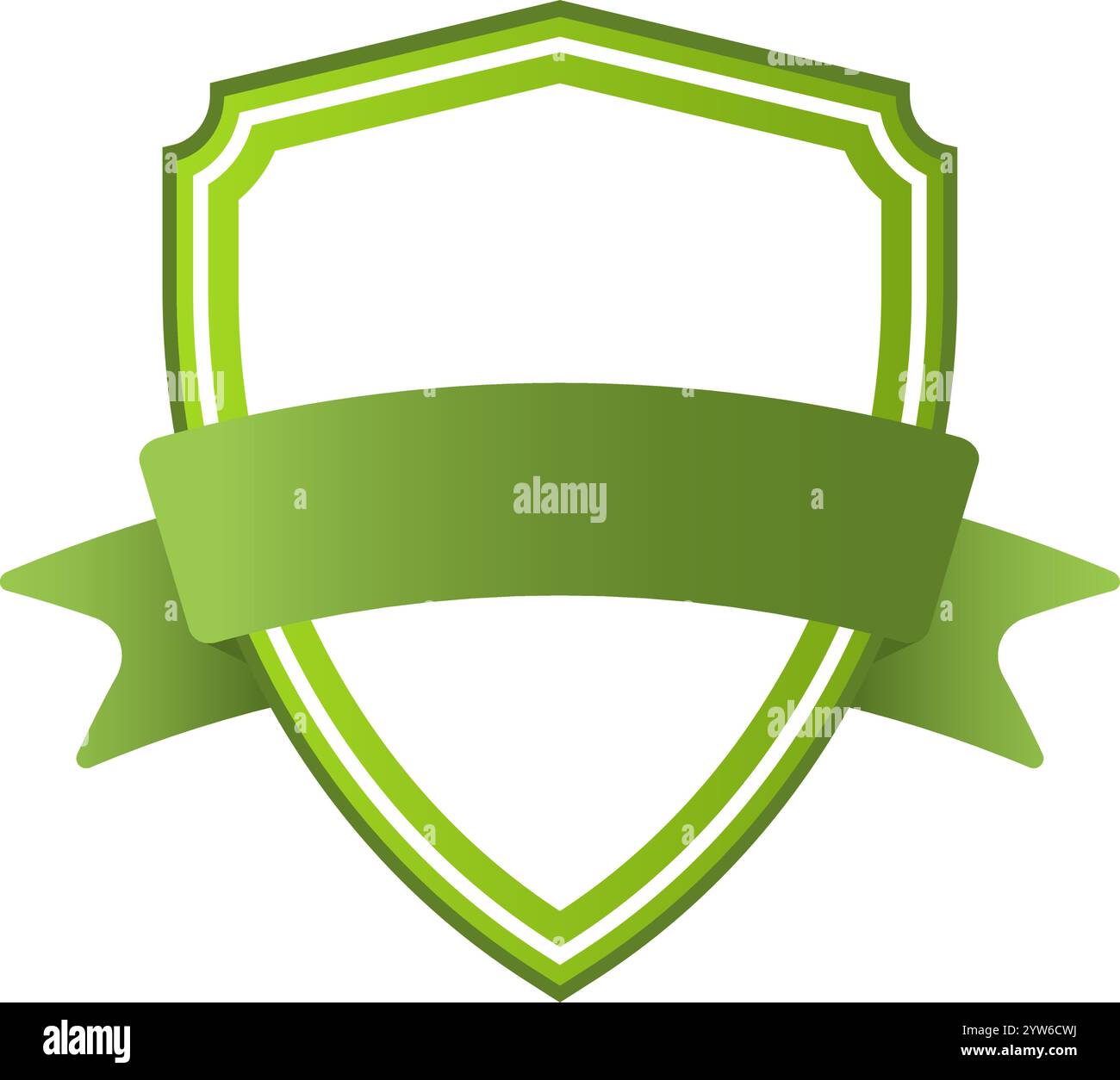 Vibrant green shield featuring a white center and matching green ribbon ...