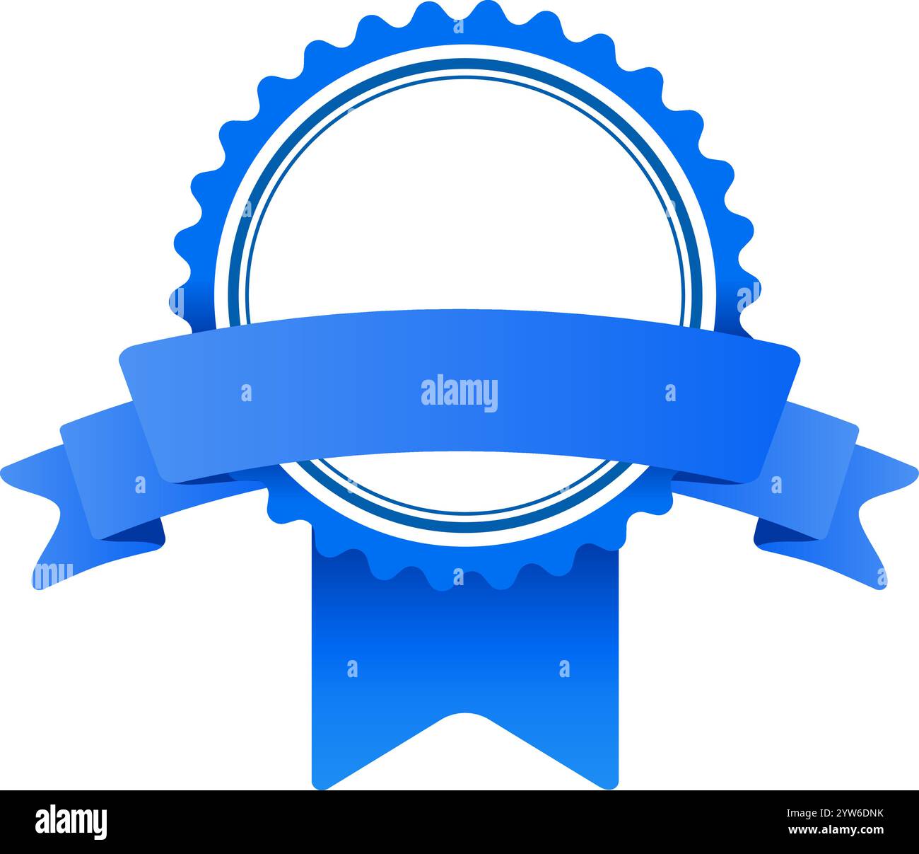 Round blue and white guarantee label featuring a blue ribbon symbolizes ...