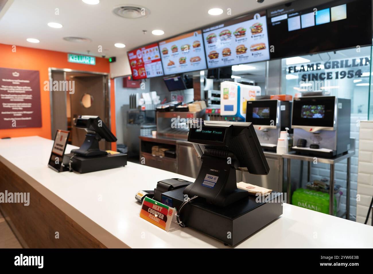 KUALA LUMPUR, MALAYSIA - NOVEMBER 22, 2023: service counter in Burger ...