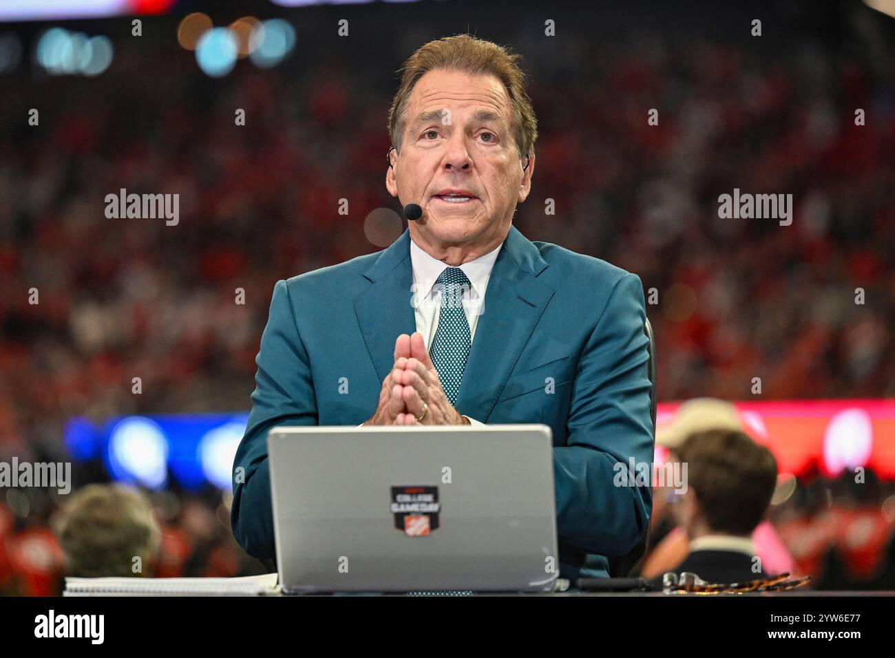 ATLANTA, GA – DECEMBER 07: Former coach and current ESPN analyst Nick ...
