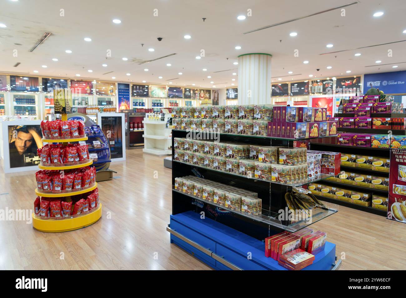 SENAI, MALAYSIA - NOVEMBER 22, 2023: goods on display in the duty-free ...