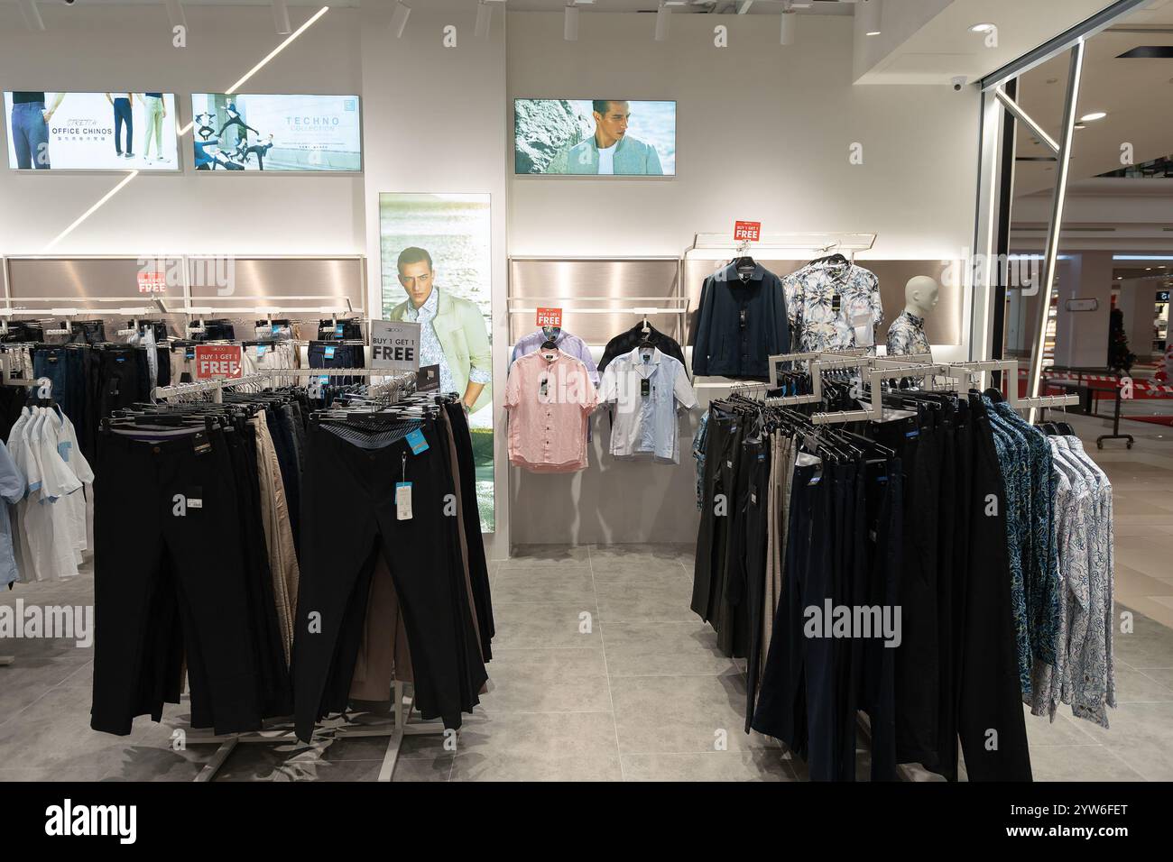 JOHOR BAHRU, MALAYSIA - NOVEMBER 23, 2023: various apparel on display ...