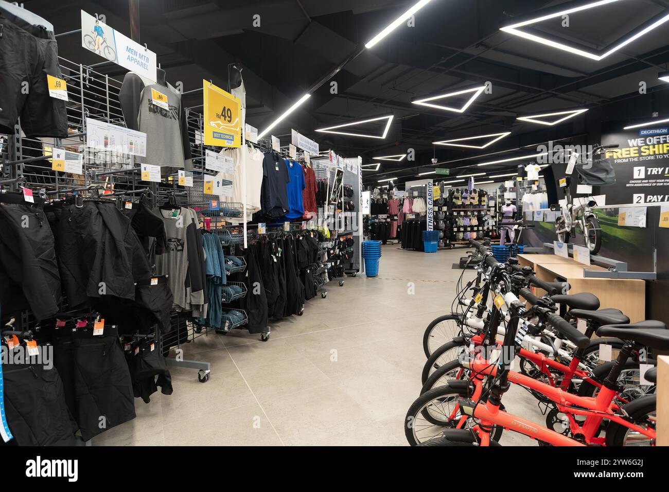 JOHOR BAHRU, MALAYSIA - NOVEMBER 23, 2023: interior shot of a Decathlon ...