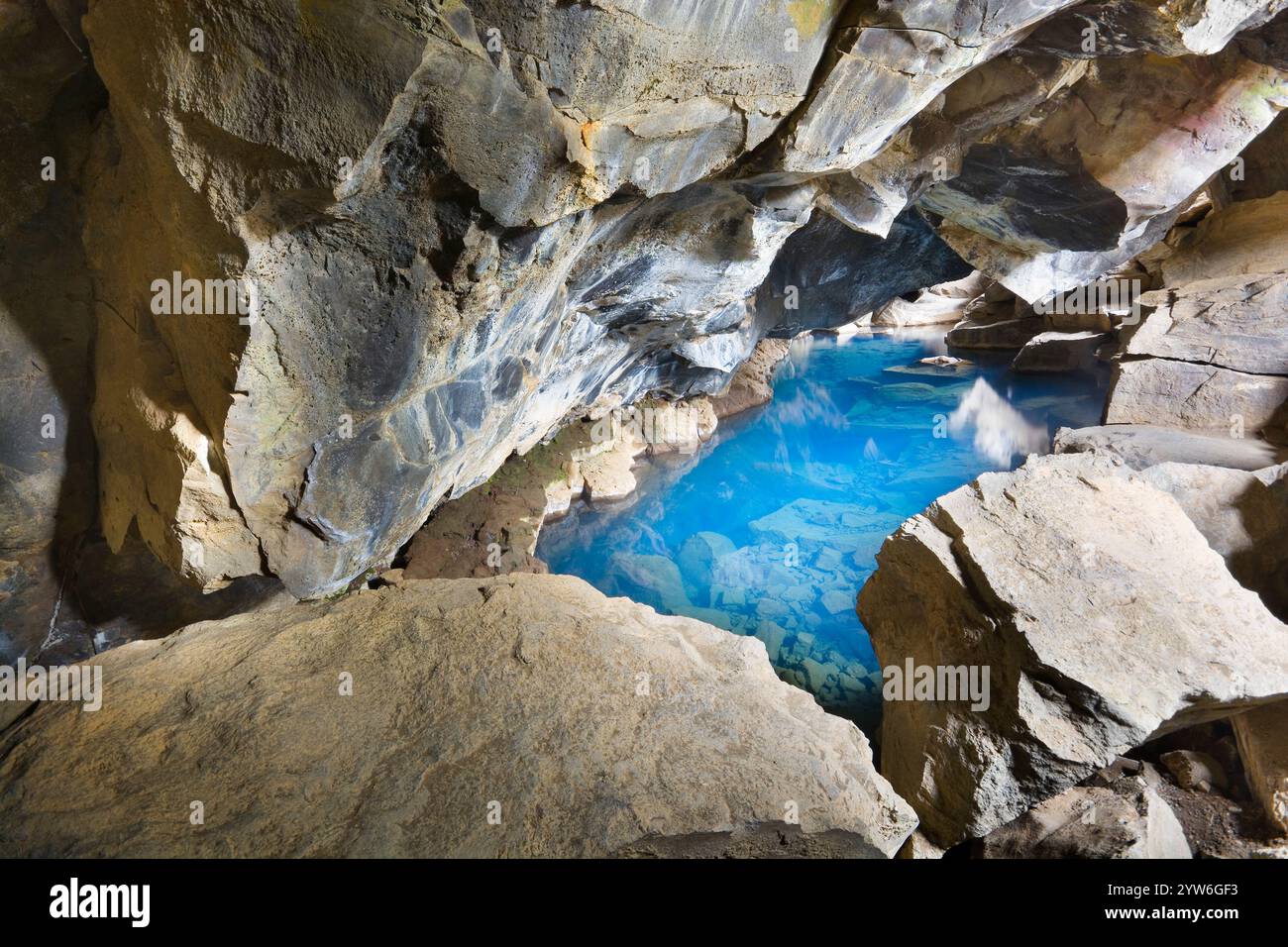 Grjótagjá - small lava cave located near lake Mývatn in north Iceland ...