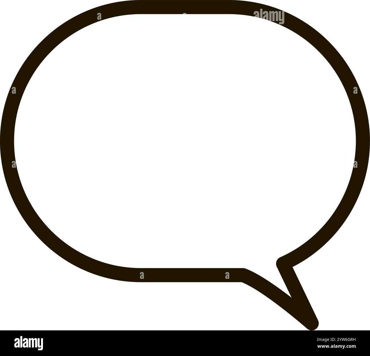 Simple, empty speech bubble featuring a thick black outline ...