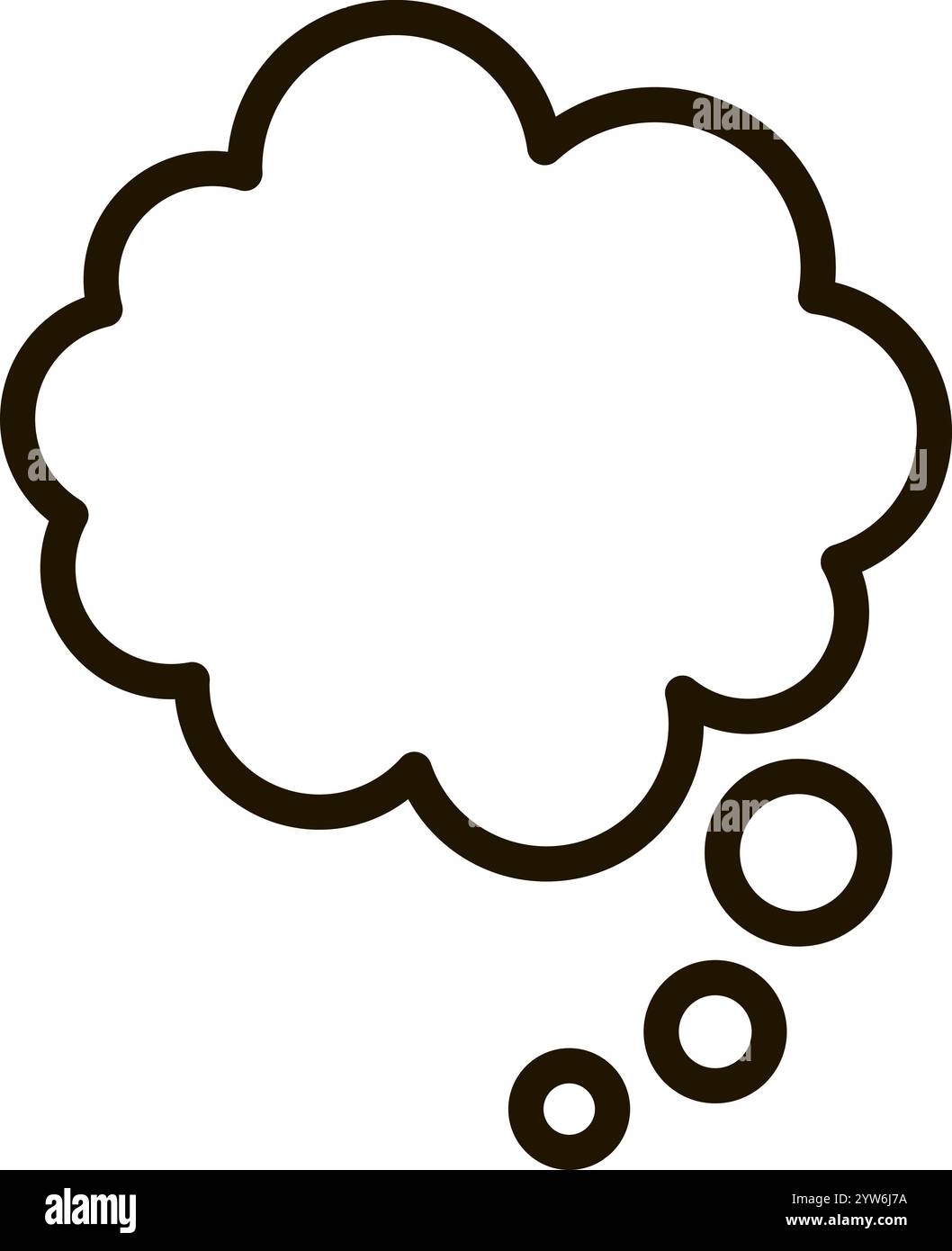 Empty thought bubble with a thick black outline and three small circles ...