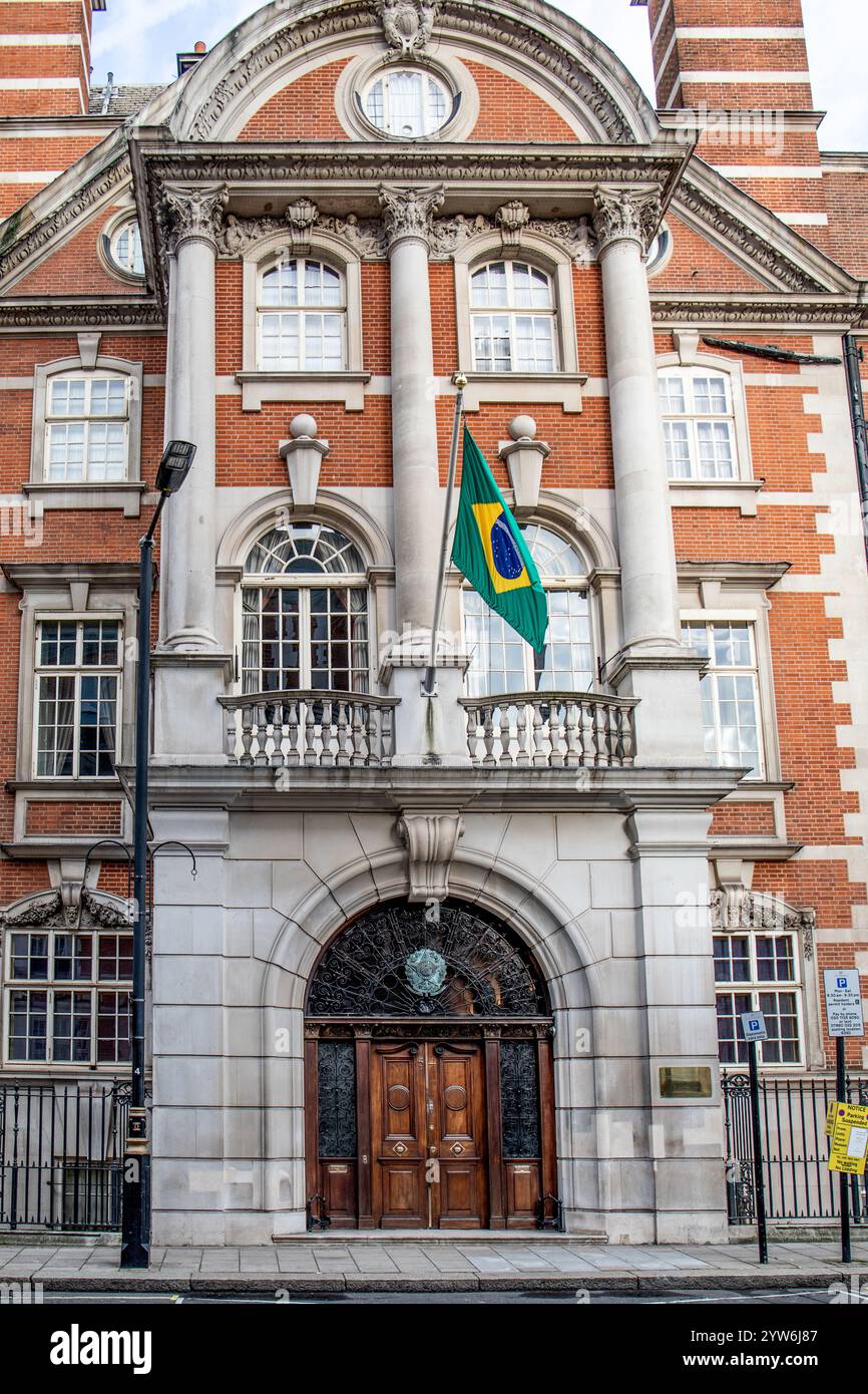 London, UK - November 17, 2024: Facade view of the Brazilian embassy ...