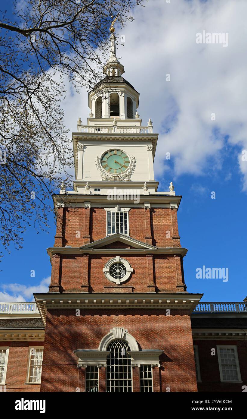 Independence Hall tower vertical - Philadelphia, Pennsylvania Stock ...