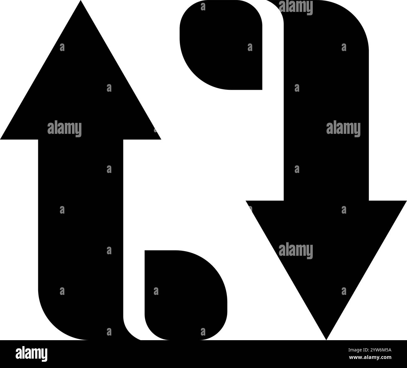 Two black arrows pointing in opposite directions illustrate the concept of data exchange and two ...