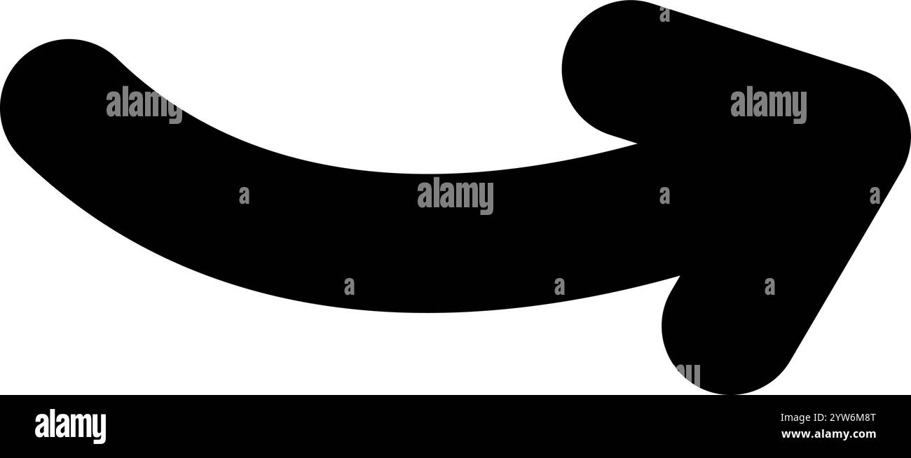 Black curving arrow pointing right against a clean white background ...