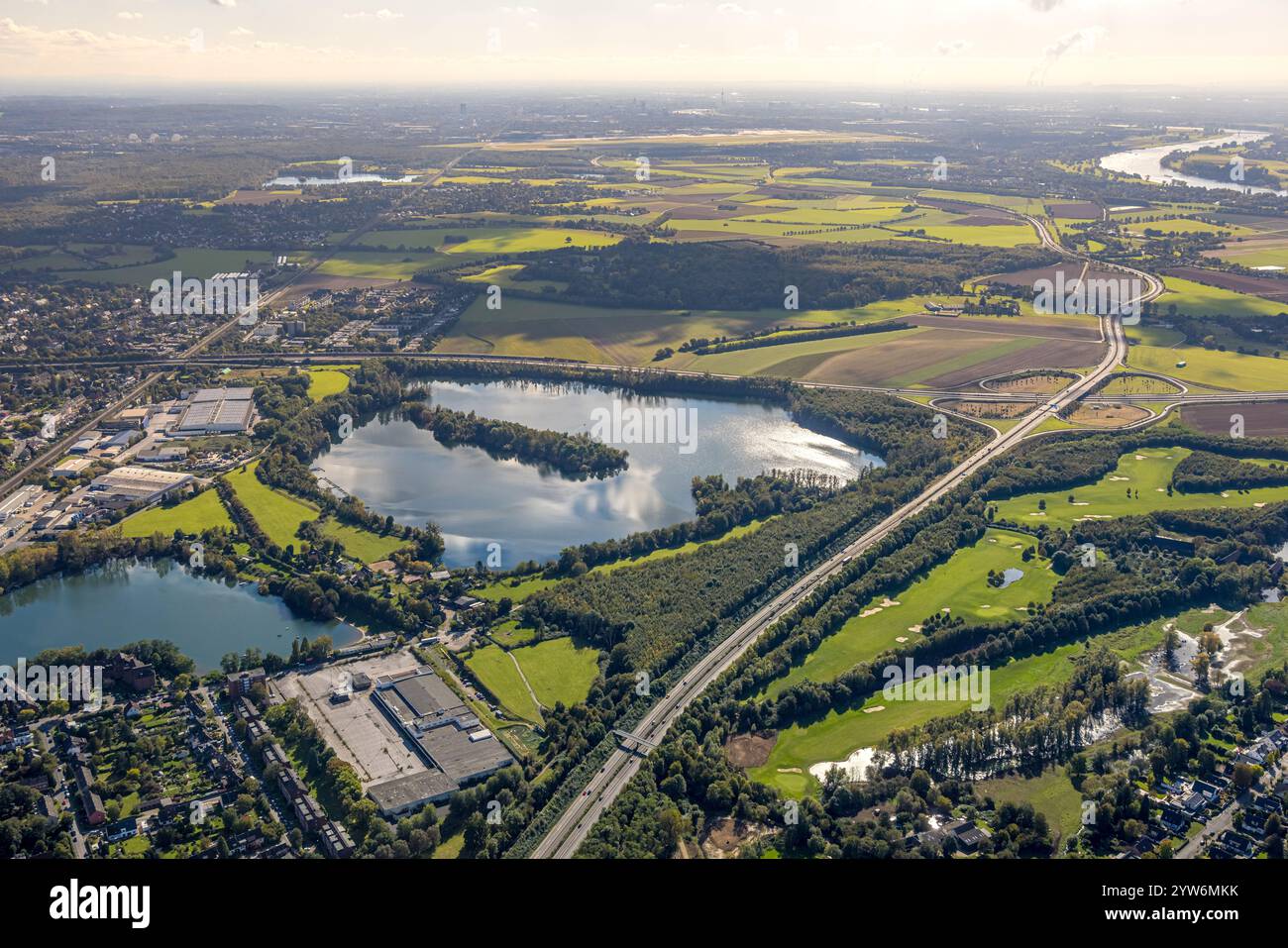 Aerial view, Rahmer See, outdoor swimming pool Großenbaum and ...