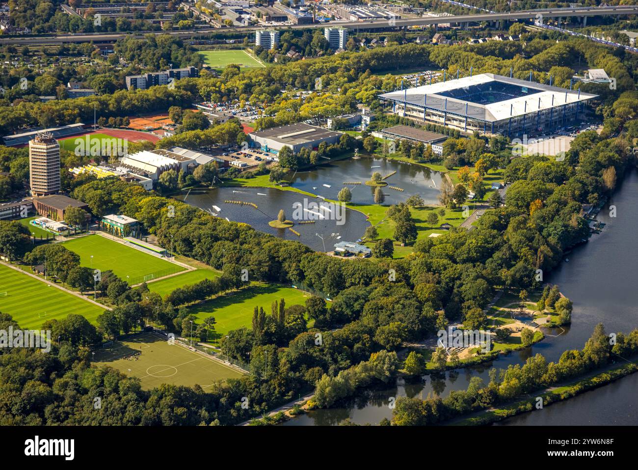 Aerial view, Sportpark Duisburg with soccer stadium Schauinsland-Reisen ...