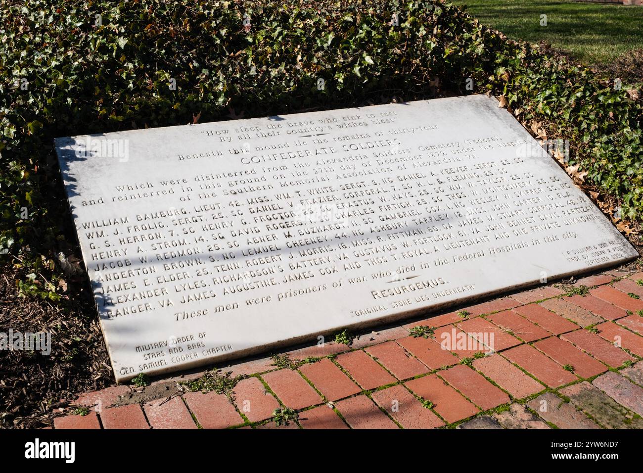 Alexandria, Virginia, USA. Christ Church Cemetery. Confederate Grave ...