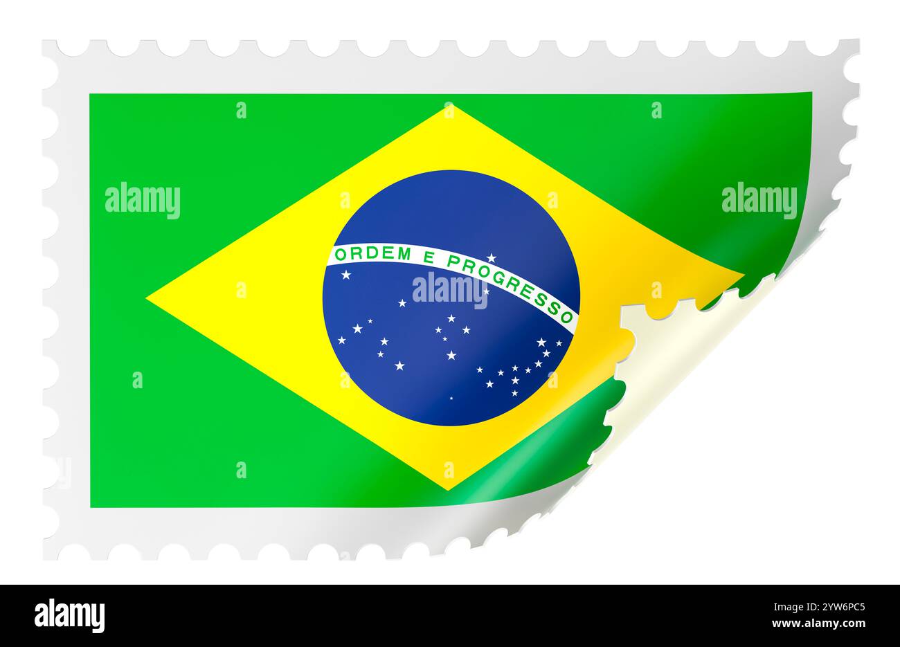 Brazilian Postage Stamp, postage stamp of Brazil. 3D rendering isolated ...