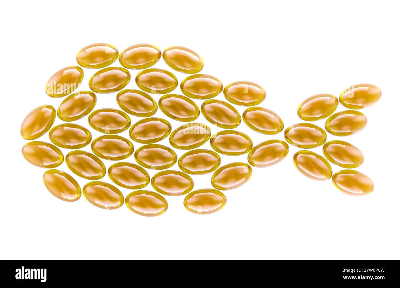 Fatty acid, omega 3 capsules in shape of fish, 3D rendering isolated on ...