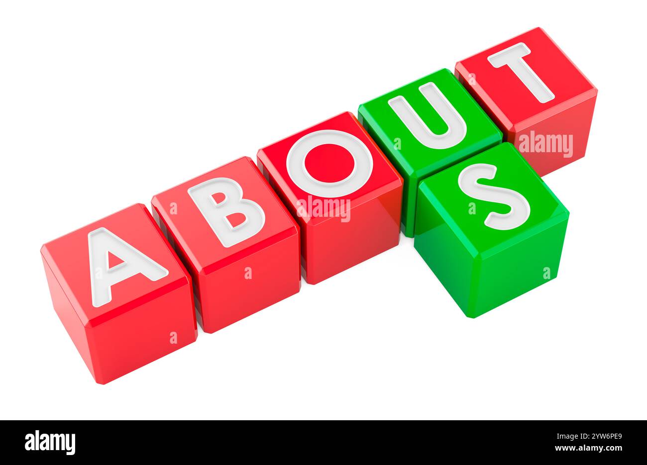 About Us, concept. About and us words crossed from colored cubes, 3D ...