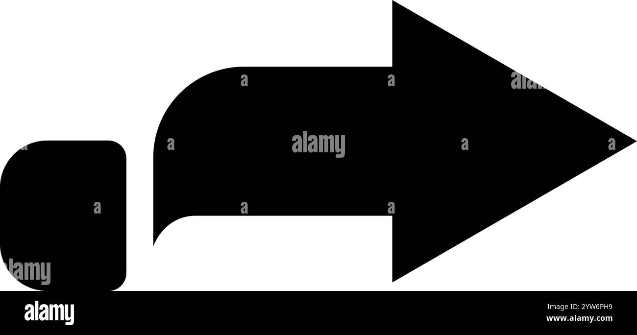Minimalist black arrow pointing right, accompanied by a rounded square ...