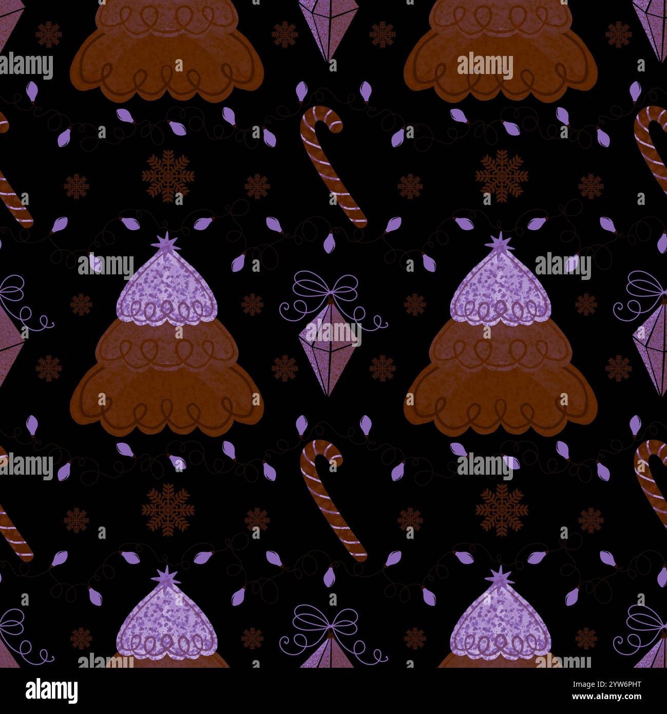 Christmas tree seamless winter ribbon bow pattern for wrapping paper ...