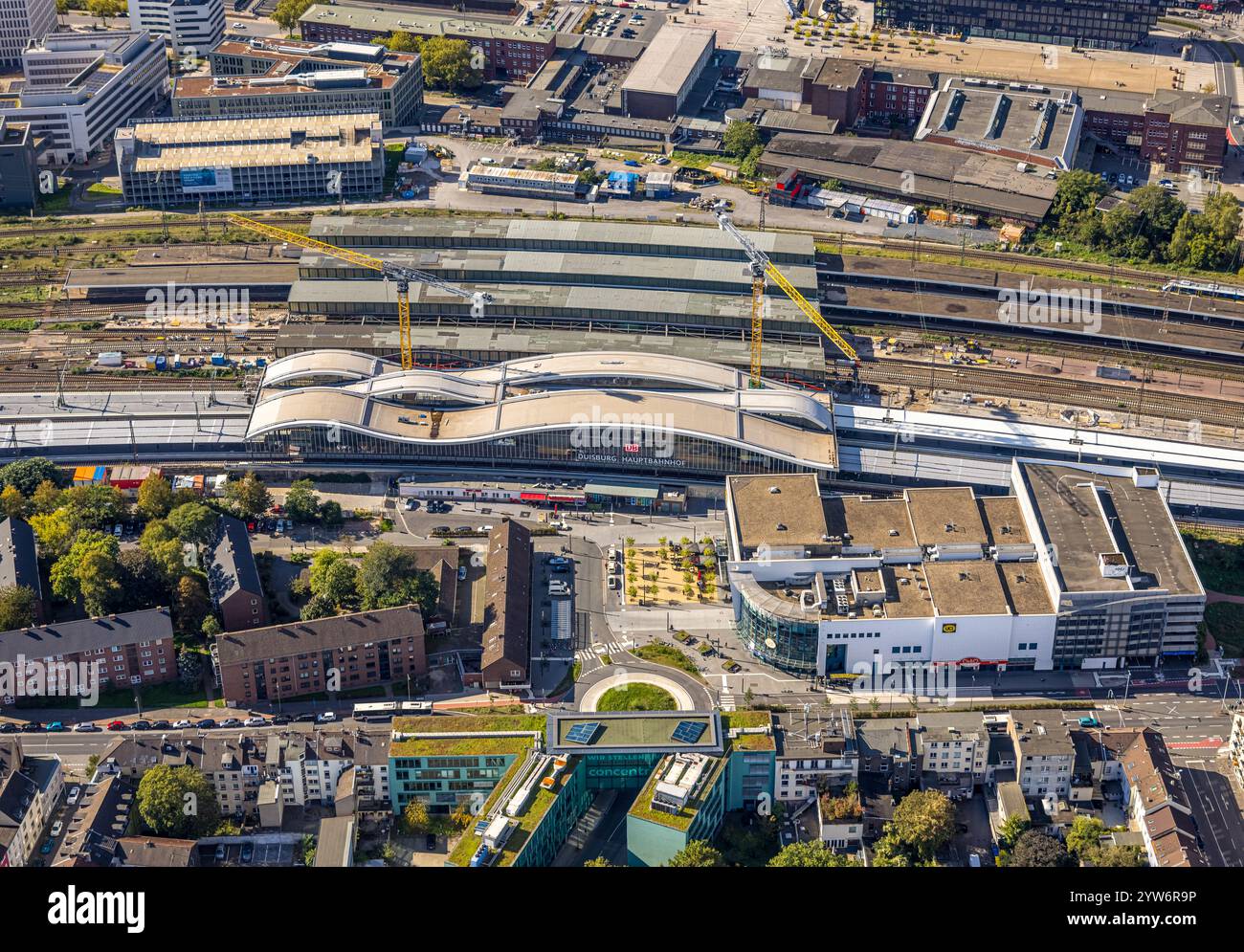 Aerial view, Main station Hbf Deutsche Bahn AG, Major construction site ...