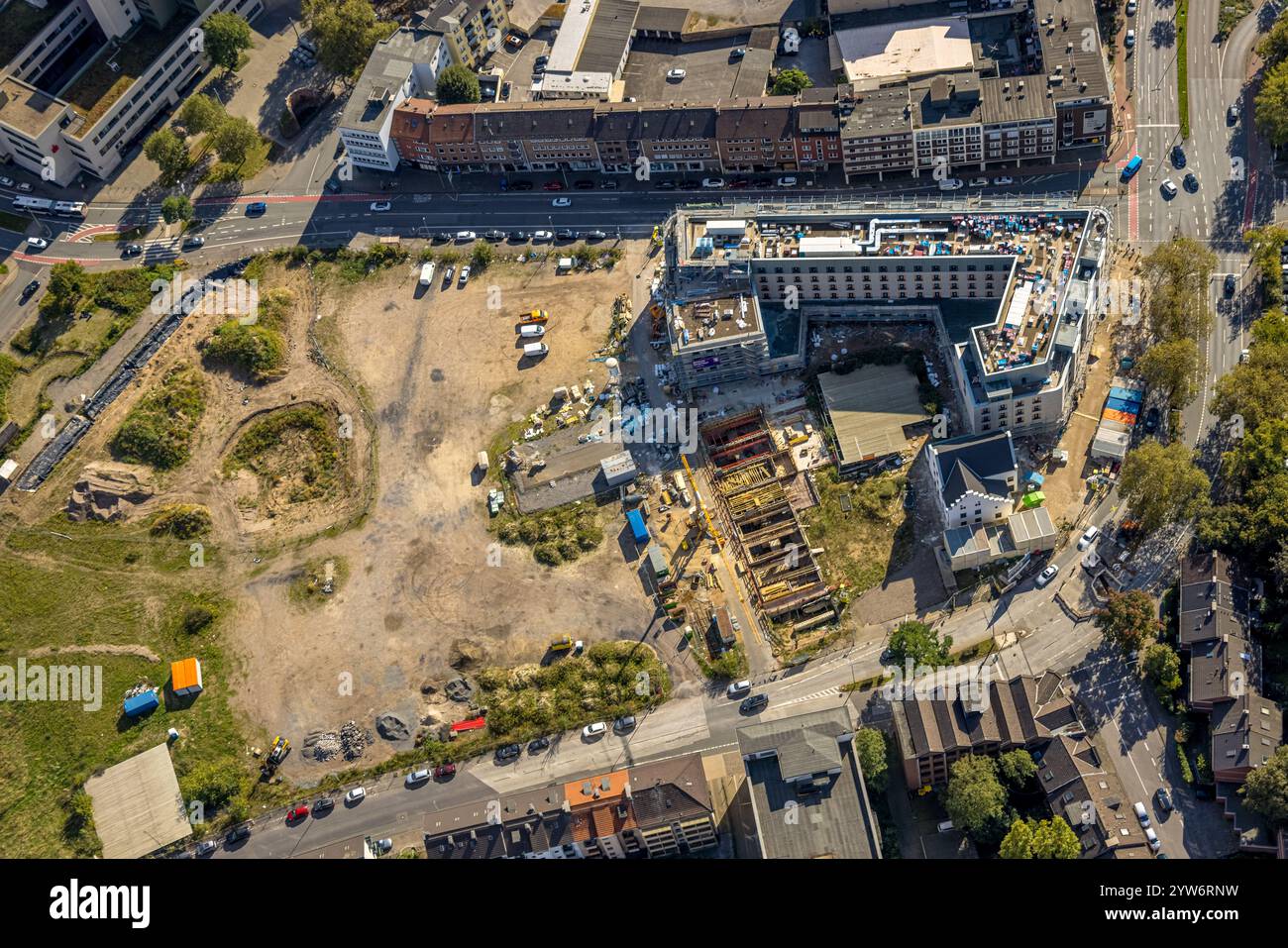 Aerial view, construction site with new building Mercator Quartier ...