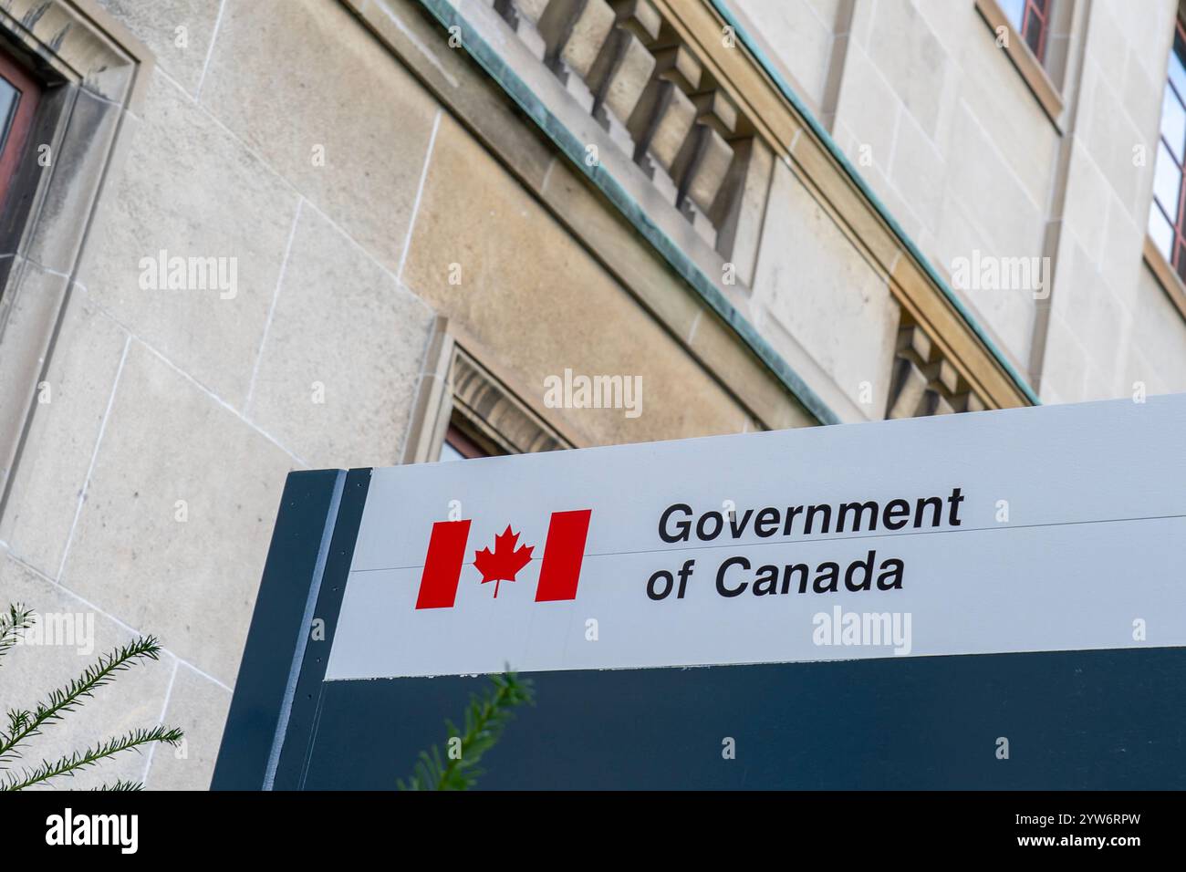 Government of Canada sign outside the office building in Ottawa ...