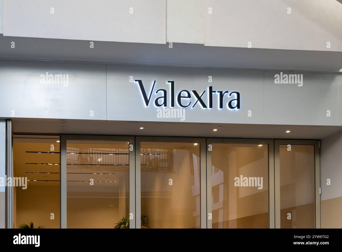 Honolulu, HI, USA - January 14, 2024: Close-up of the Valextra logo ...