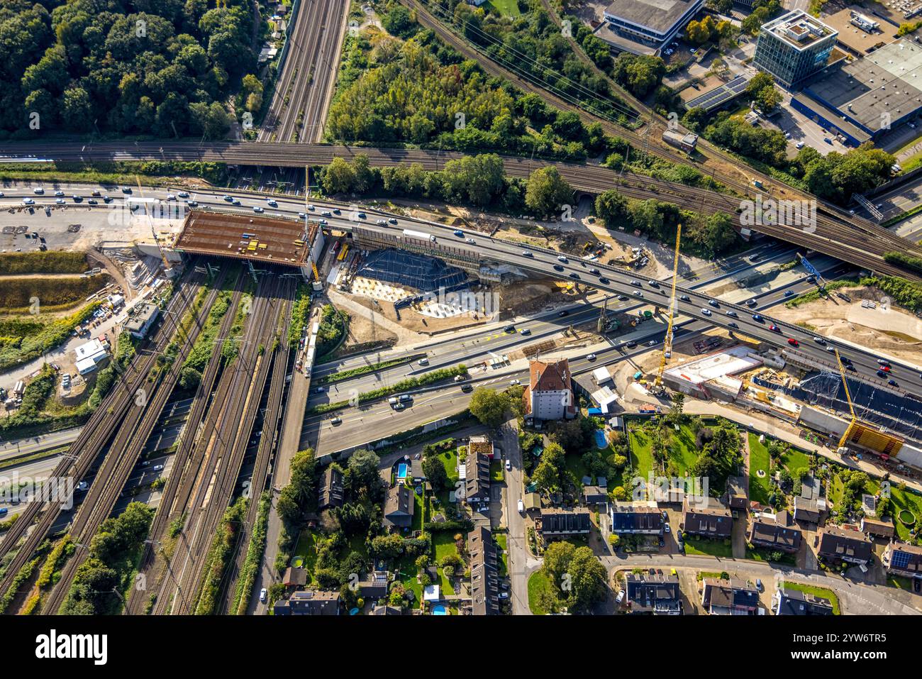 Aerial view, major construction site at the Kaiserberg interchange on ...