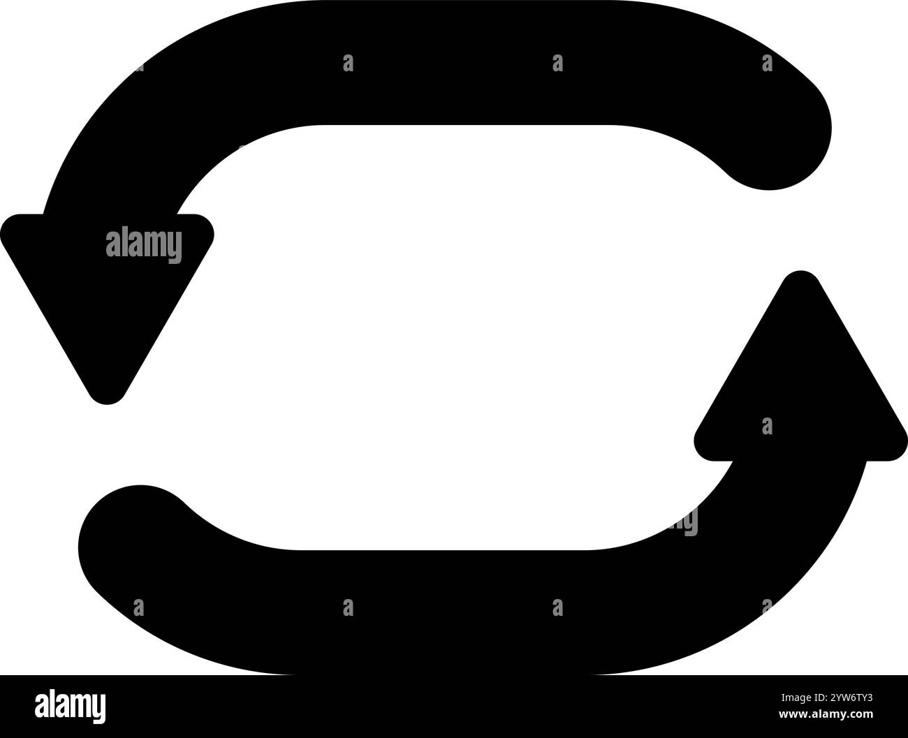 Two curved black arrows rotating in a circular motion, representing a continuous process and ...