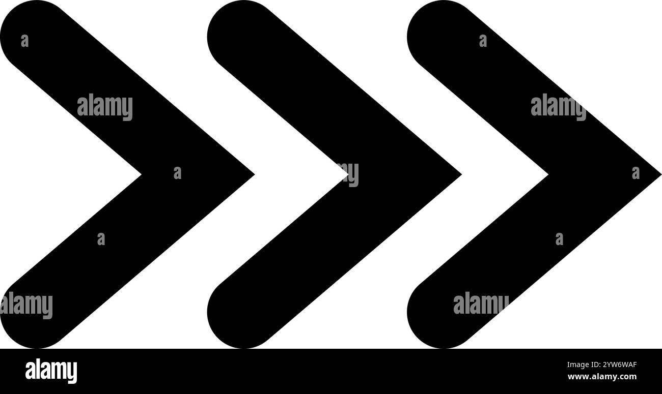 Three bold black arrows pointing right against a pristine white background, creating a striking ...