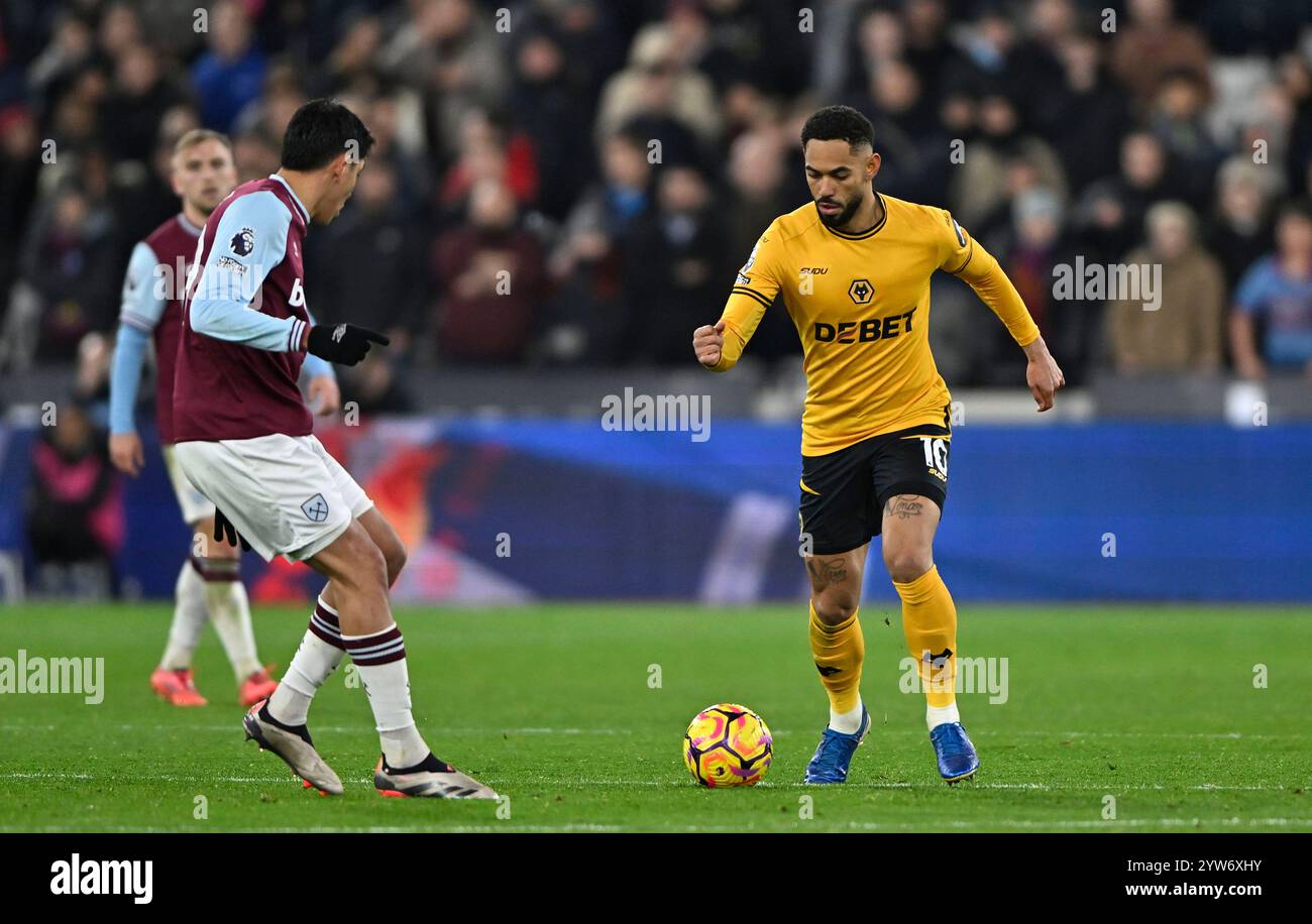 London, UK. 9th Dec, 2024. Matheus Cunha (Wolves) during the West Ham ...