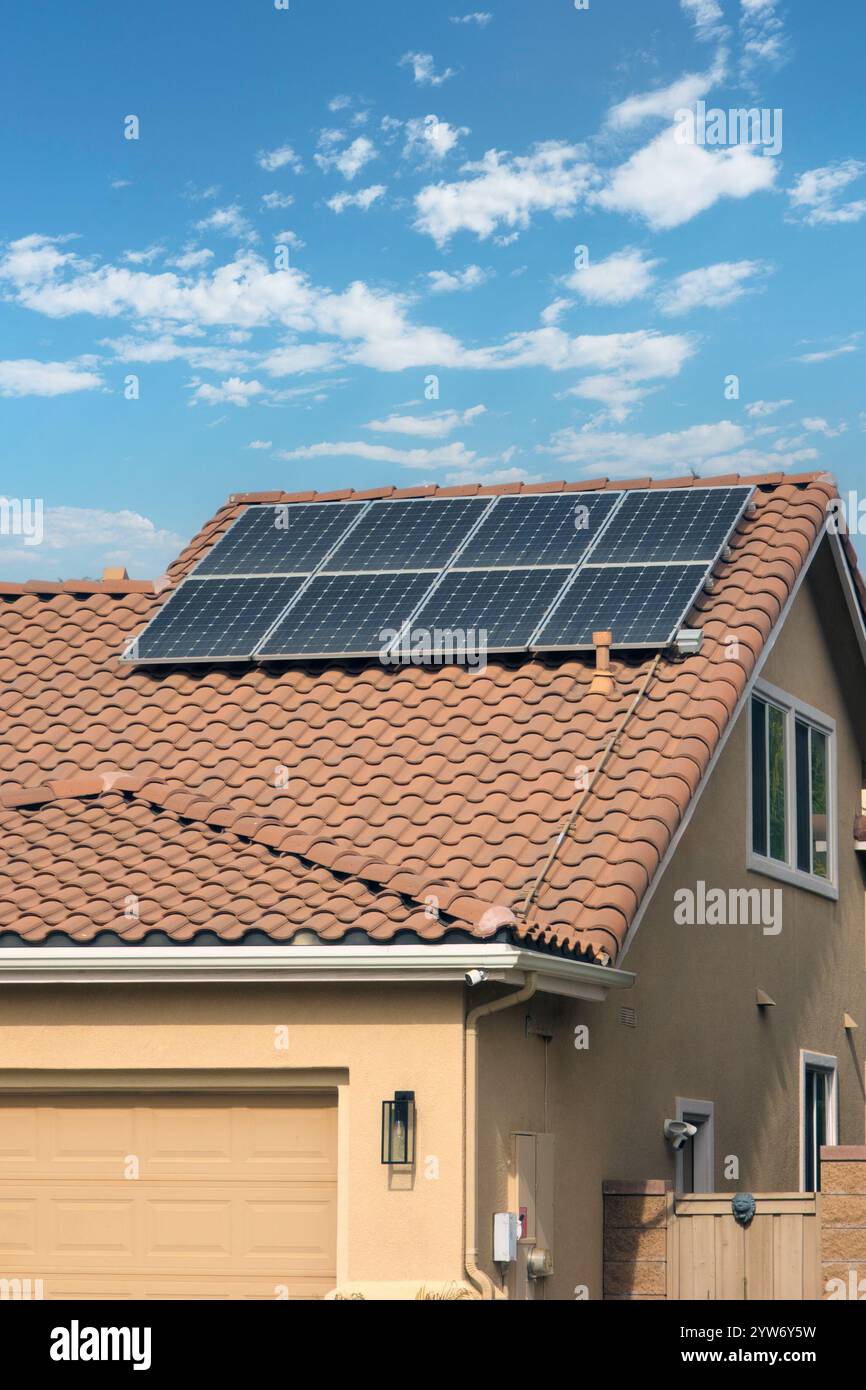 Solar panel array installed on a residence Stock Photo - Alamy