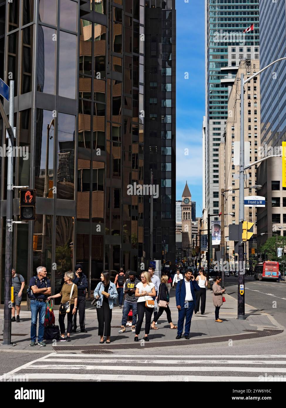 Toronto Canada / Pedestrians walk accross the intersection of Bay ...
