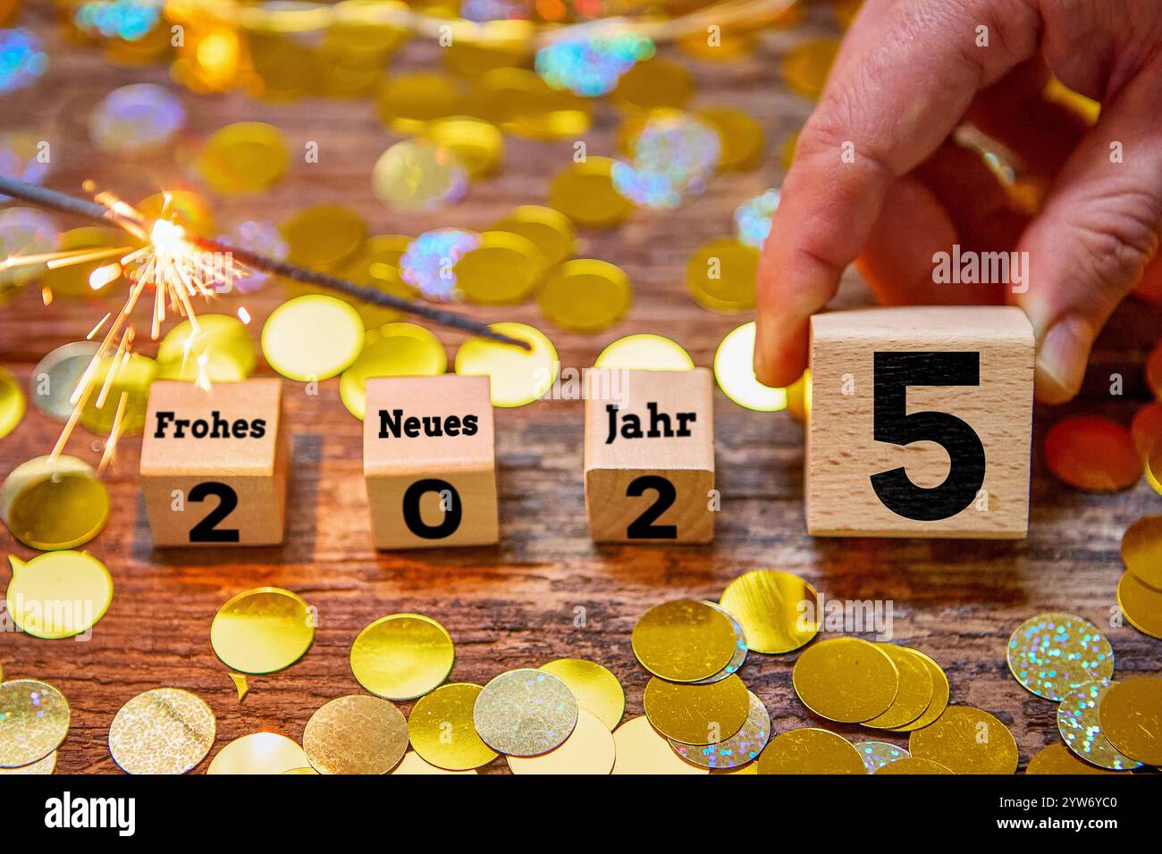 9 December 2024: Happy New Year 2025 New Year s greetings with wooden ...