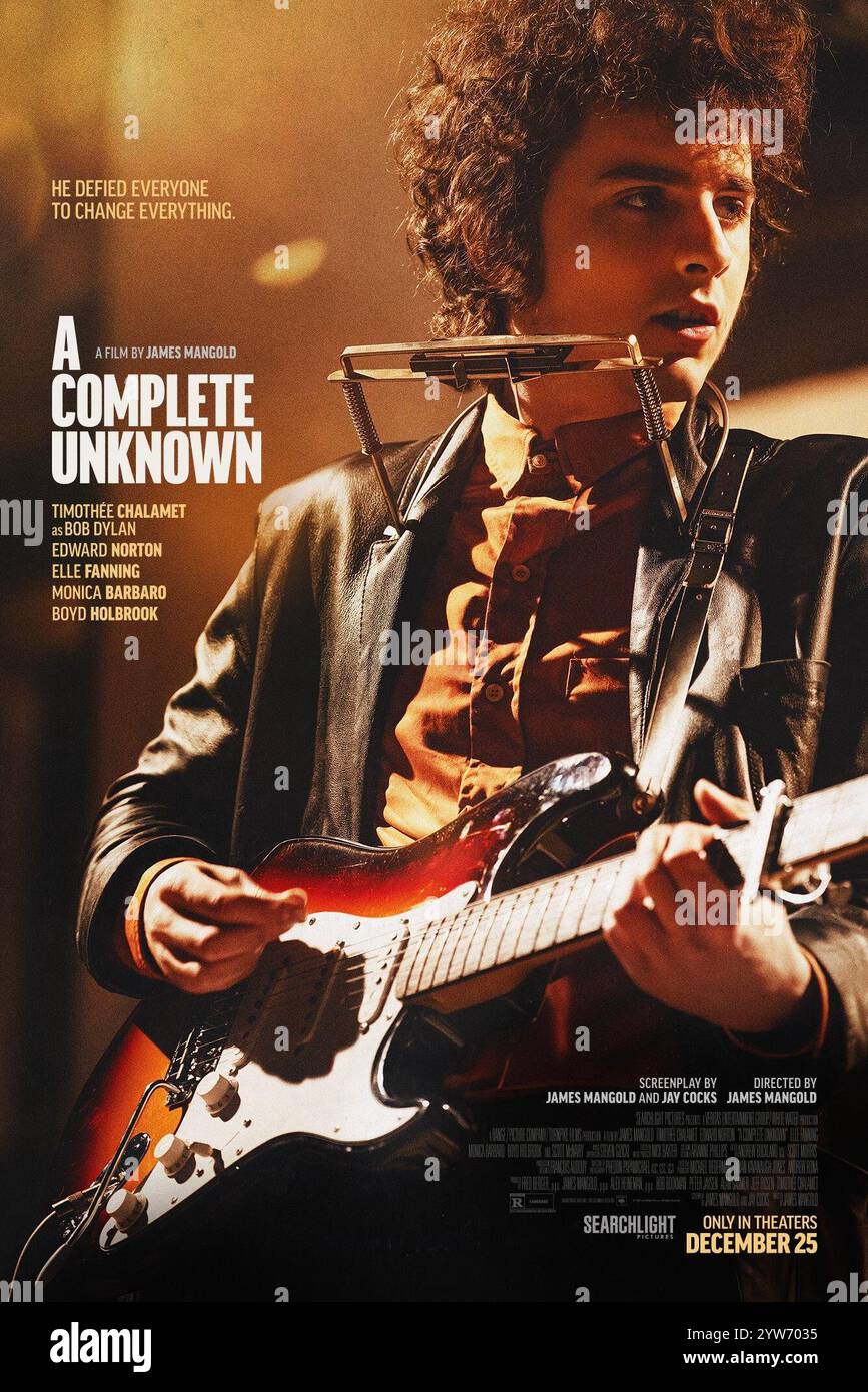 A COMPLETE UNKNOWN, US poster, Timothee Chalamet as Bob Dylan, 2024. © Searchlight Pictures ...