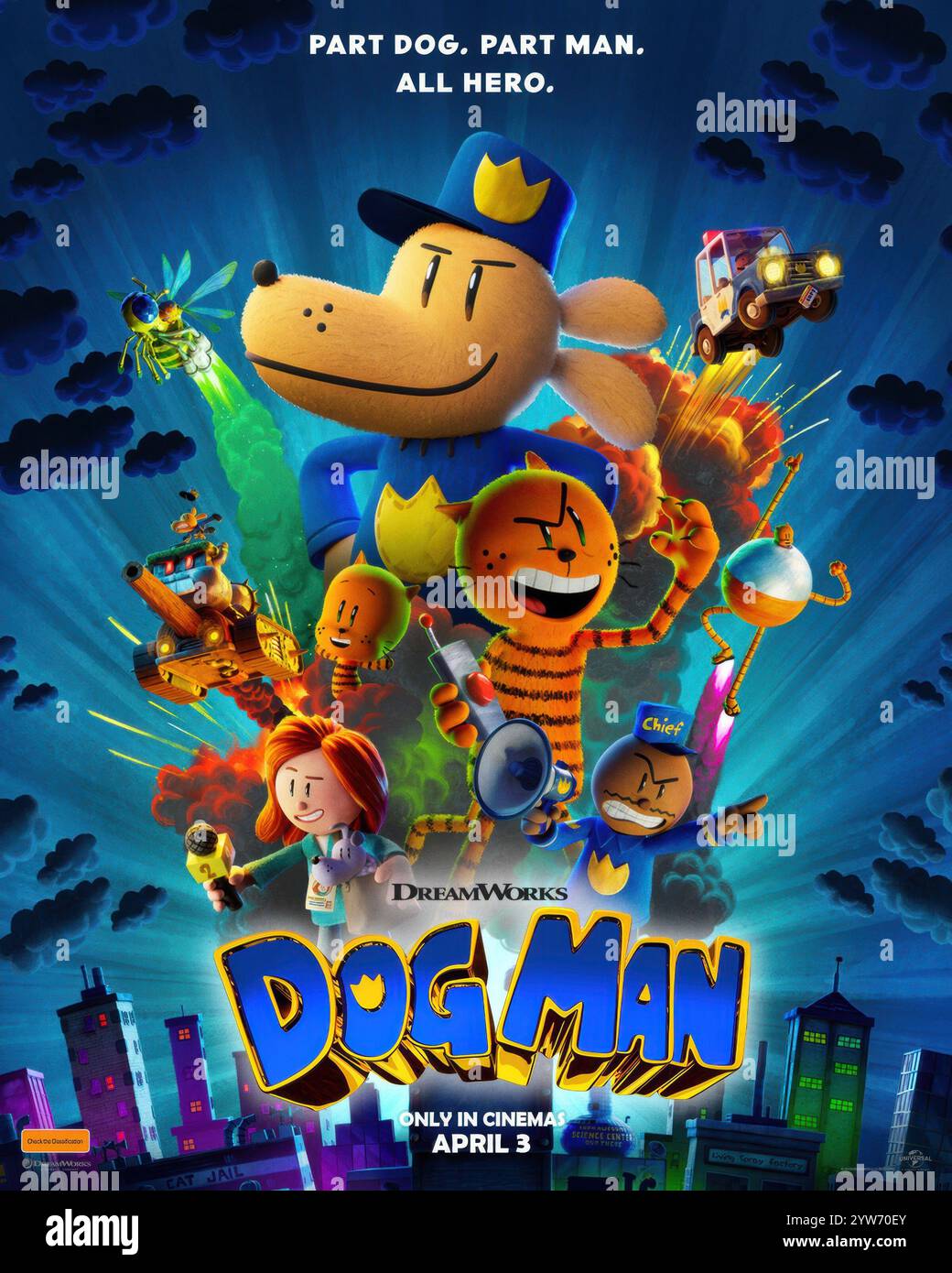 DOG MAN, advance poster, Dog Man (top), Petey the Cat (center, arm up ...