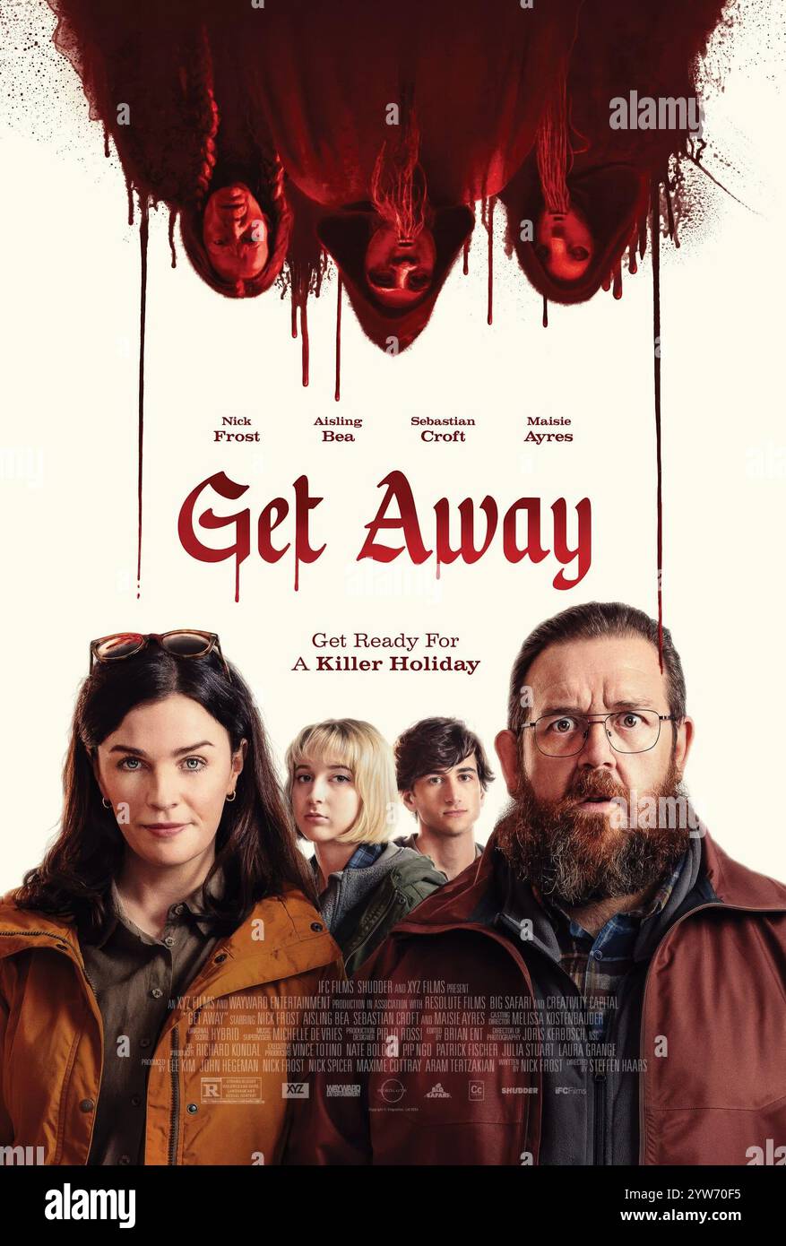 GET AWAY, US poster, from left: Aisling Bea, Maisie Ayres, Sebastian ...