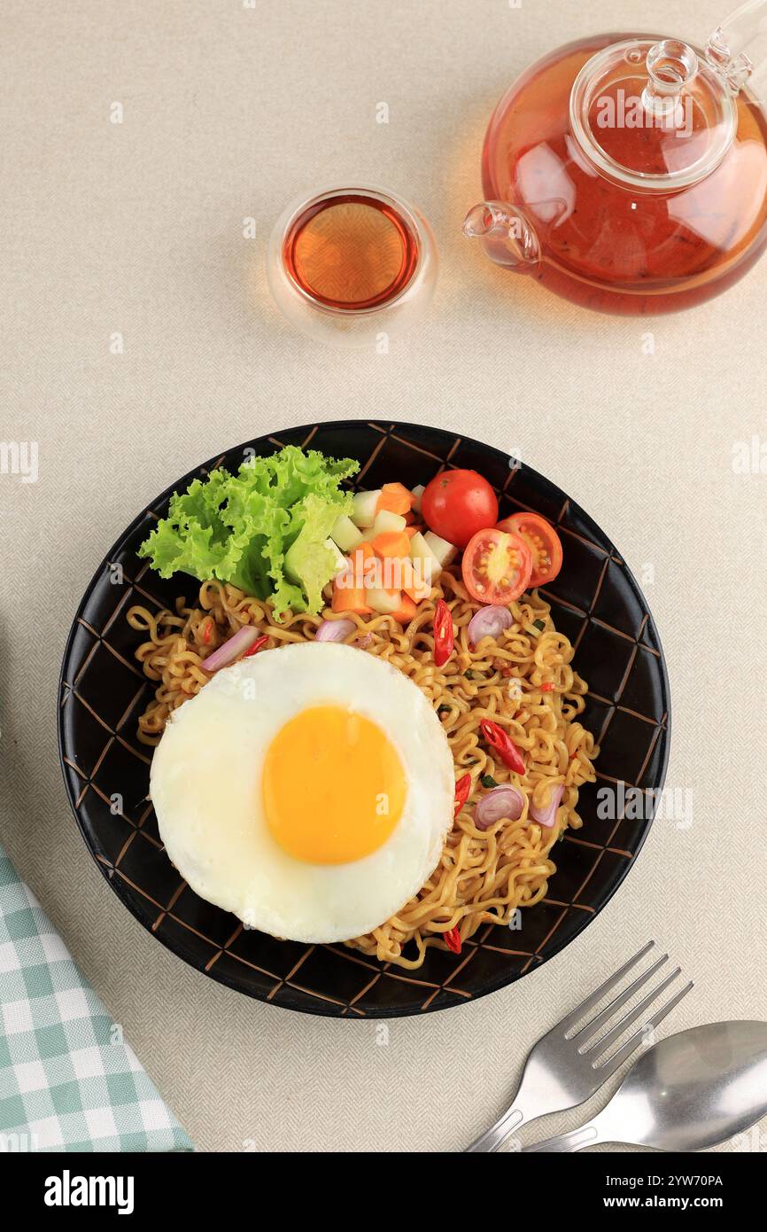 Top View Indomie Goreng with Sunny Side Egg, Stir Fry Instant Noodle ...