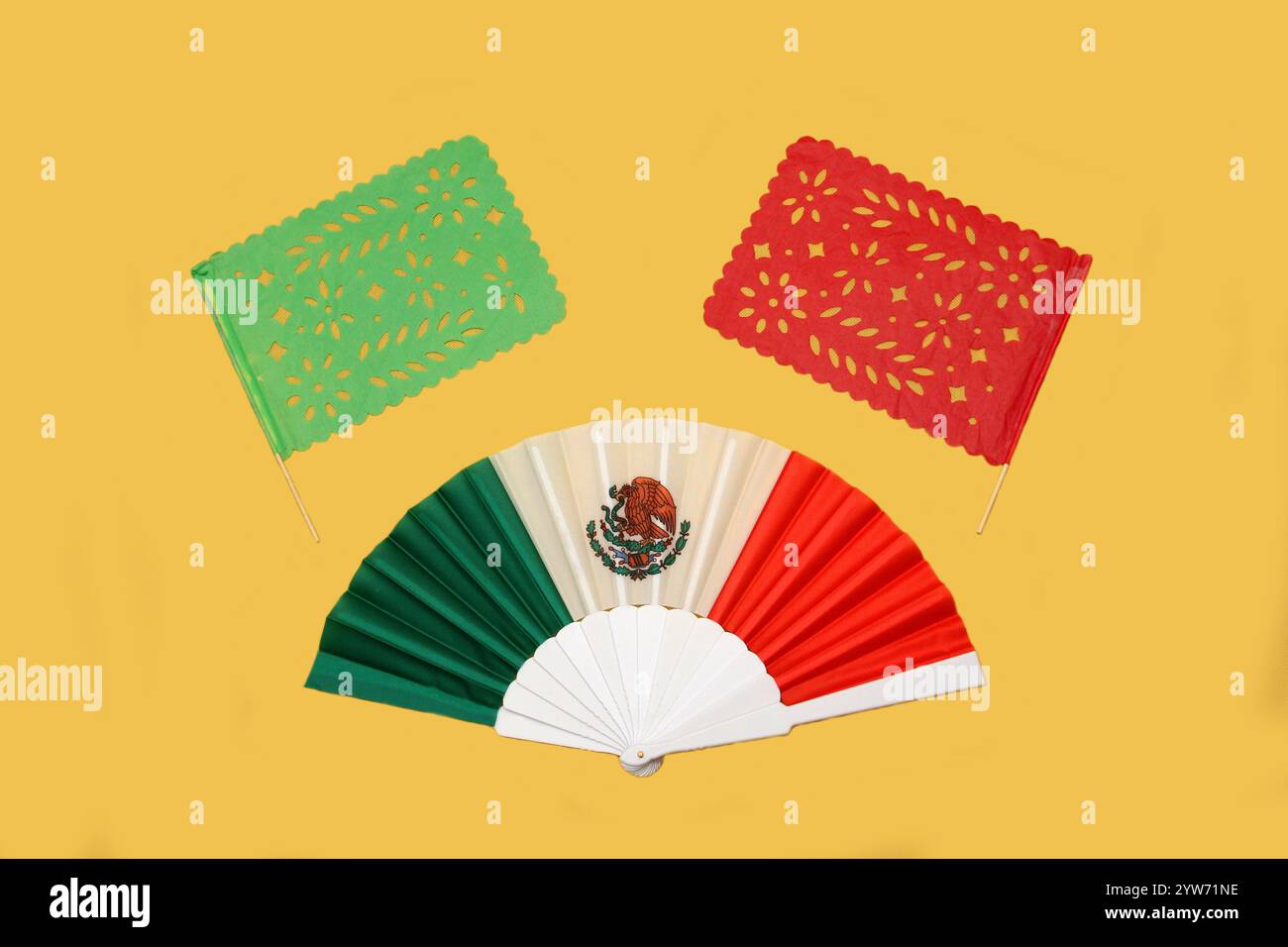 Tricolor fan with the colors of the Mexican flag as a decorative item ...